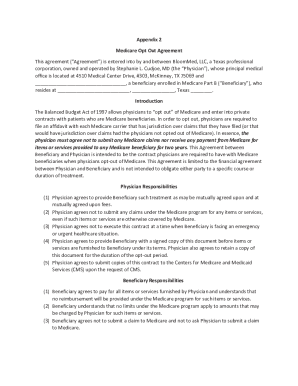 Fillable Online Appendix 2 Medicare Opt Out Agreement This agreement ...