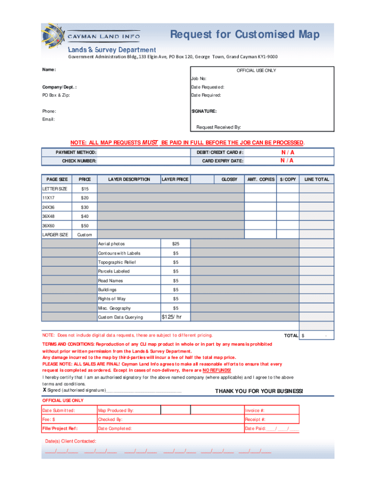 Fillable Online Request for Customised Map Fax Email Print - pdfFiller