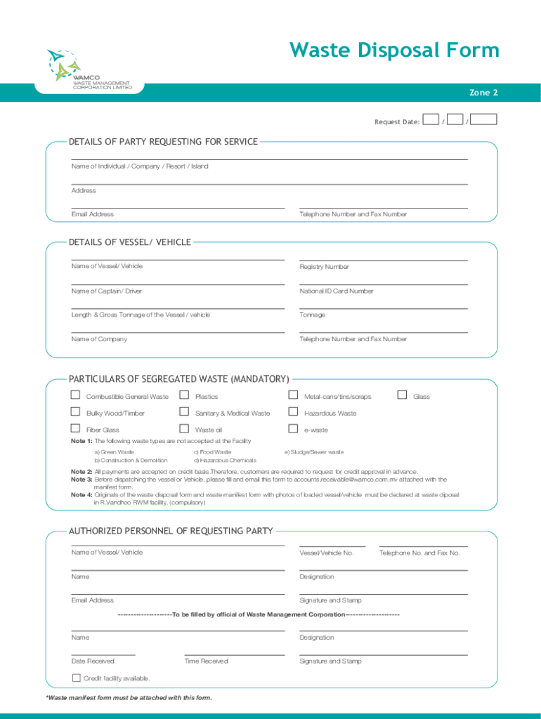 Fillable Online Special Waste Disposal Request Form - Missouri ...