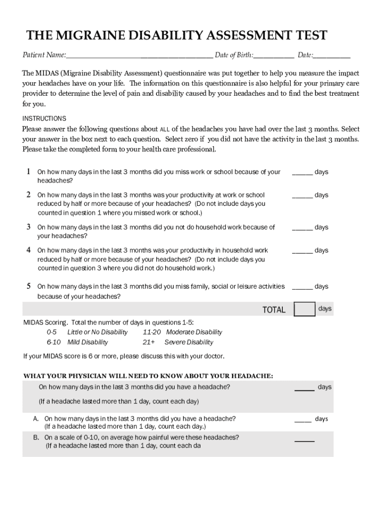 Fillable Online Preparing for your Appointment: HEADACHE Write down ...