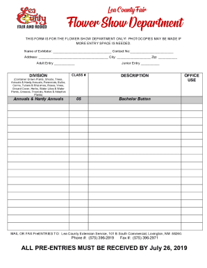 Fillable Online Flower Show Department Fax Email Print - pdfFiller