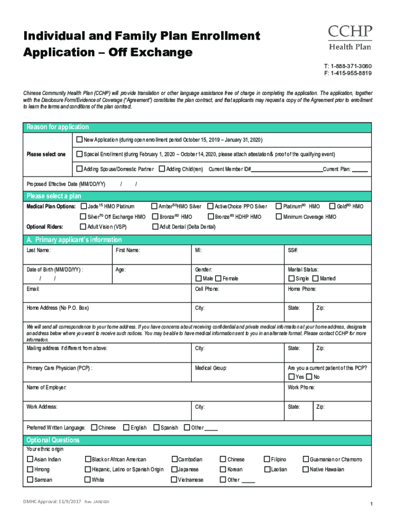 Fillable Online Individual and Family Plan Enrollment Fax Email Print ...