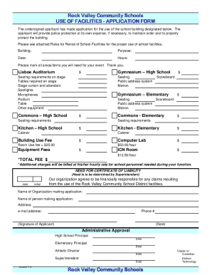 Fillable Online Use of Facilities-Application Form - 6-10.xls Fax Email ...