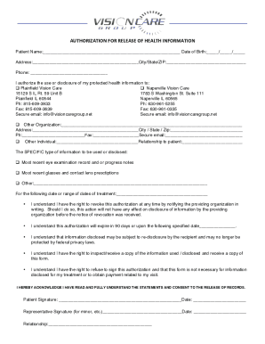 Fillable Online Patient Authorization for Release of ...