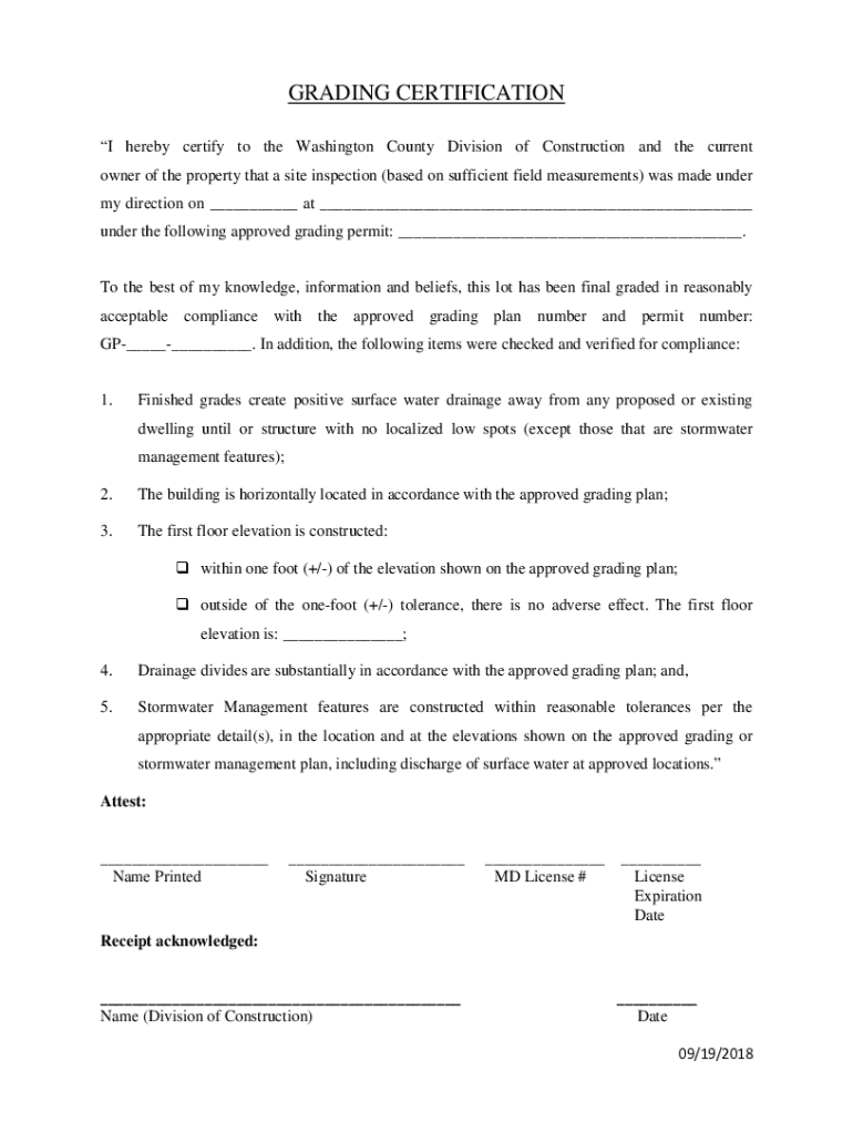 Fillable Online Grading Permit and Erosion Control - Washington County ...