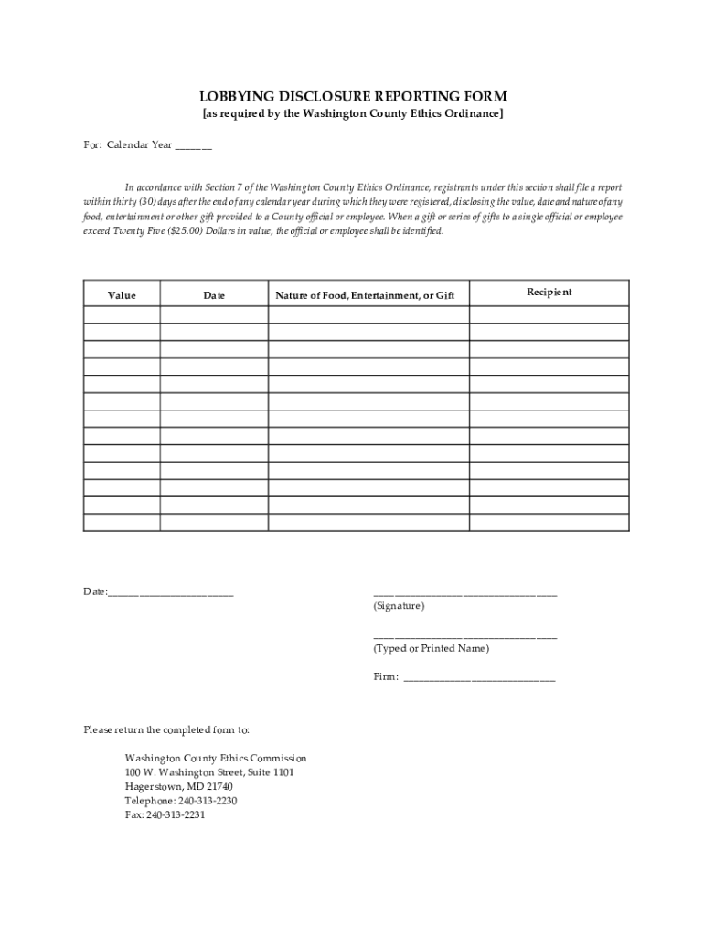 Fillable Online Lobbying Disclosure Reporting Form.DOC Fax Email Print ...