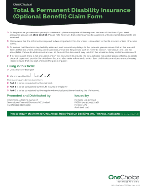 Fillable Online OneChoice TPD Claim Form Fax Email Print - pdfFiller