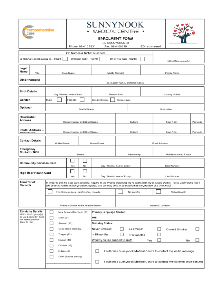Fillable Online SMC Enrolment Form Fax Email Print - pdfFiller