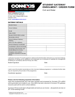 Fillable Online STUDENT GATEWAY ENROLMENT / ORDER FORM Fax Email Print ...