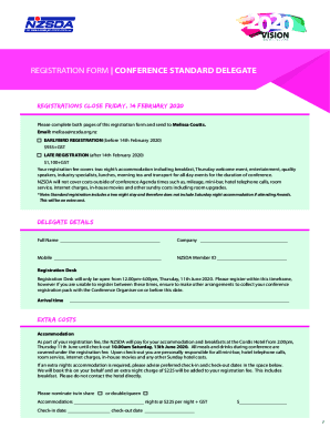 Fillable Online REGISTRATION FORM CONFERENCE STANDARD DELEGATE Fax Email Print - pdfFiller
