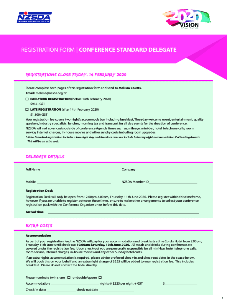 Fillable Online REGISTRATION FORM CONFERENCE STANDARD DELEGATE Fax ...