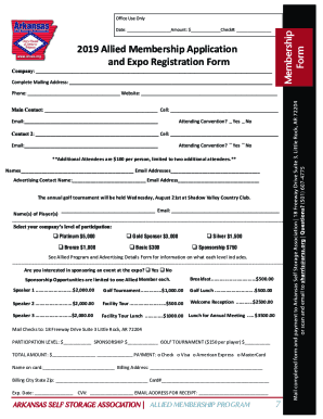 Fillable Online 2019 Allied Membership Application and Expo ...