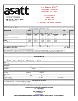 Fillable Online 2020 Asatt Annual Reg form 3.4.20.xls Fax Email Print ...