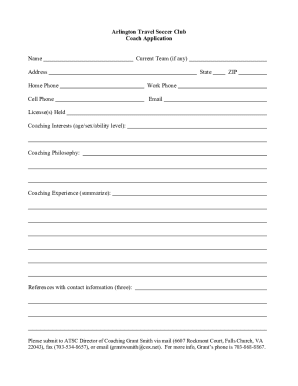 Fillable Online Coach Application Form.doc Fax Email Print - pdfFiller