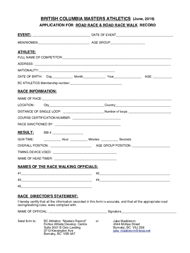 Fillable Online ROAD RECORD FORM Fax Email Print - pdfFiller