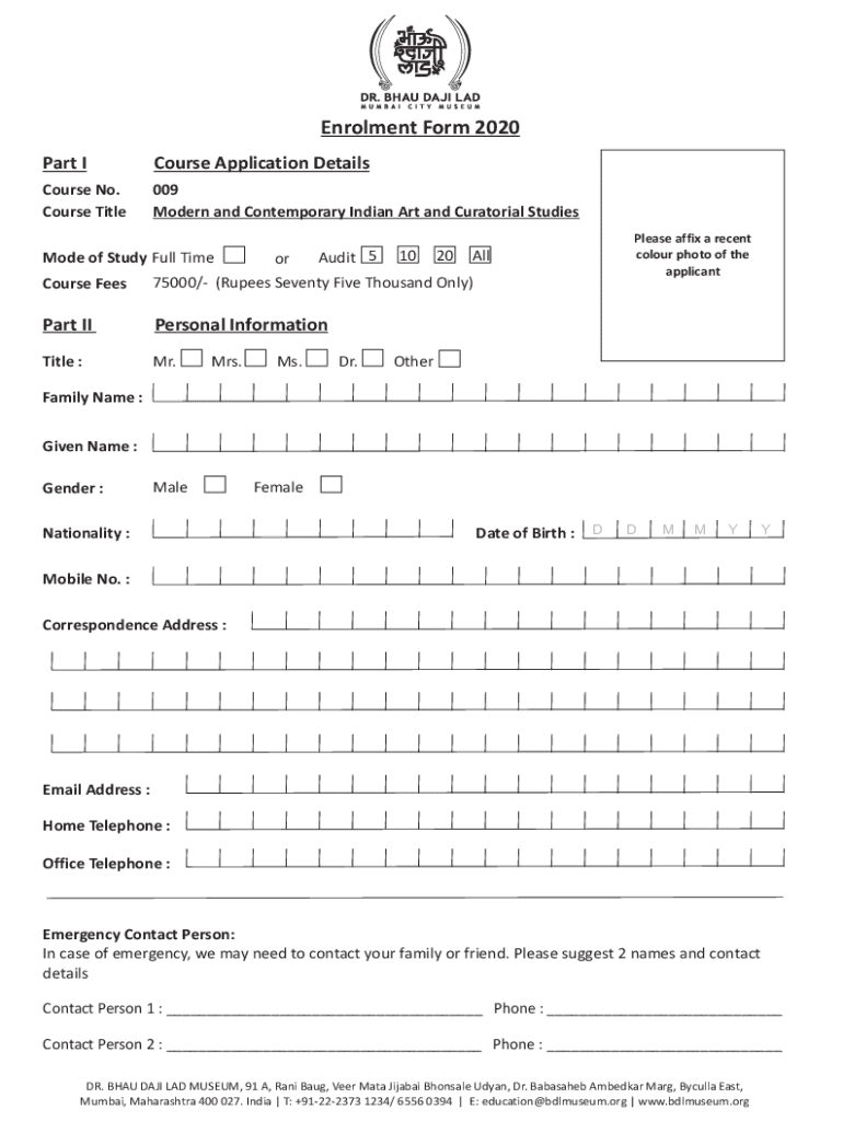 Fillable Online COURSE ENROLMENT & CERTIFICATE APPLICATION FORM Fax Email Print - pdfFiller