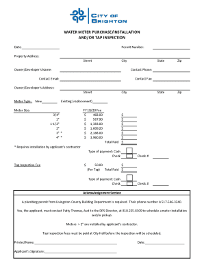 Fillable Online Water Meter Purchase Form.xlsx Fax Email Print - pdfFiller