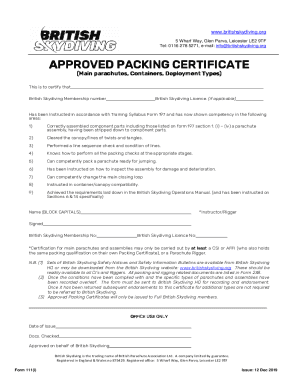 Fillable Online Amended Form 111 - Approved Packing Certificate Fax ...