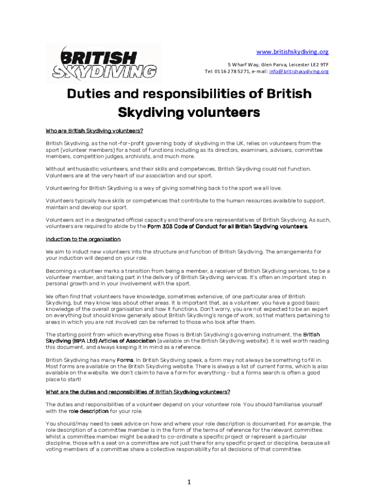 Fillable Online Form 250 - Duties and responsibilities of British ...
