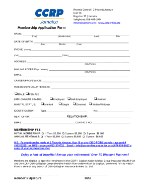 Fillable Online Membership Application Form - CCRP is a non-profit ...