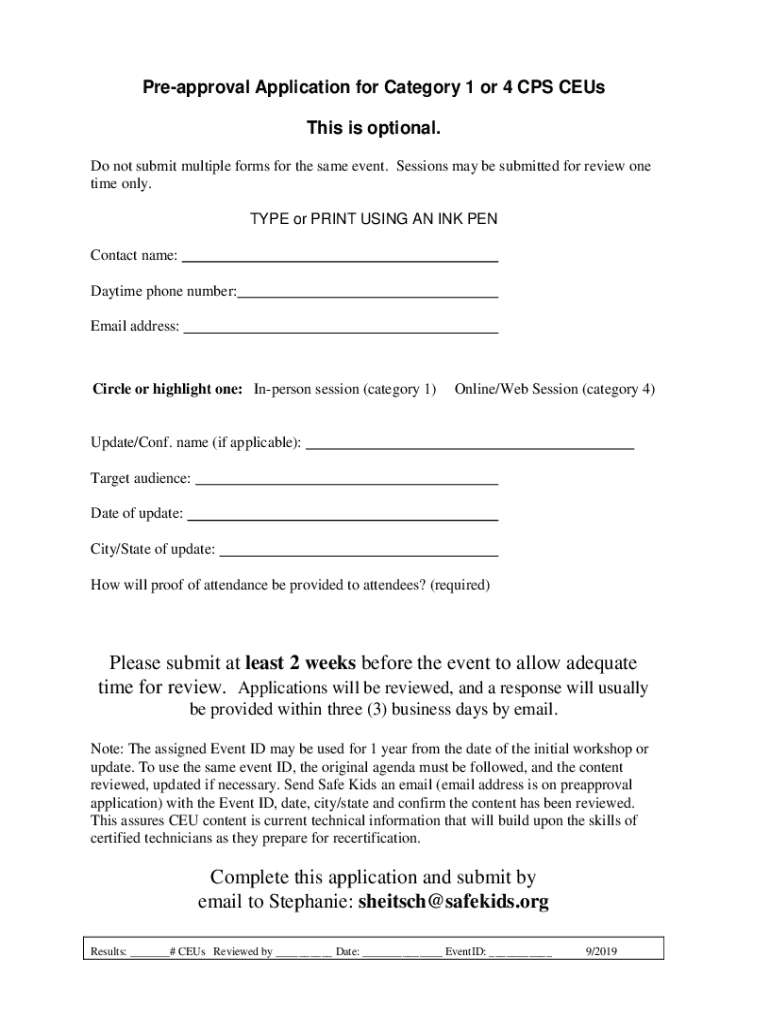 Fillable Online CPS CEU Pre-approval Form - National CPS Certification ...