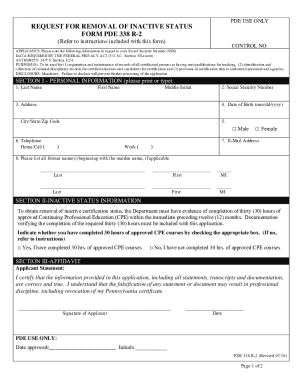 Fillable Online FORM PDE 338 R-2 07-10.doc Fax Email Print - pdfFiller