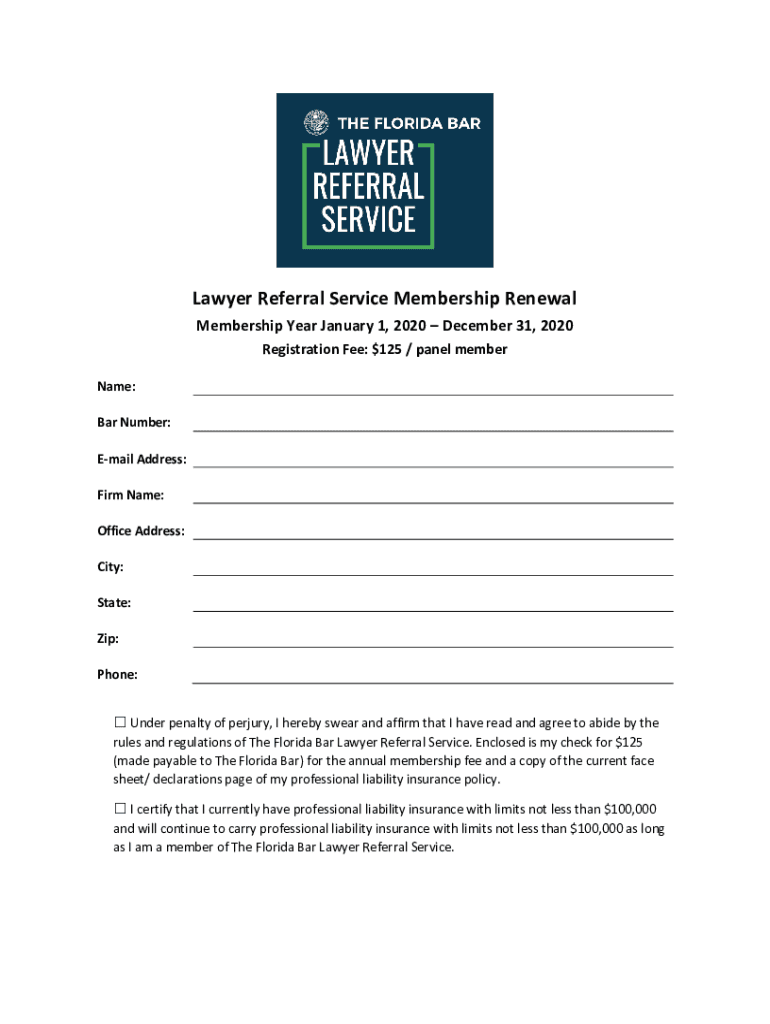 Fillable Online Lawyer Referral Service Membership Renewal Fax Email Print - pdfFiller