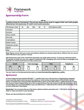 Fillable Online 8+ Charity Sponsorship Form Templates in PDFDOCFree ...