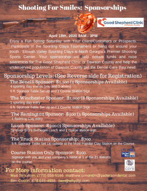 Fillable Online Shooting For Smiles Sponsorship Levels Fax Email Print ...