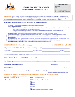 Fillable Online JRCES APPLICATION FORM rev01.25.17 - John Rex Charter ...