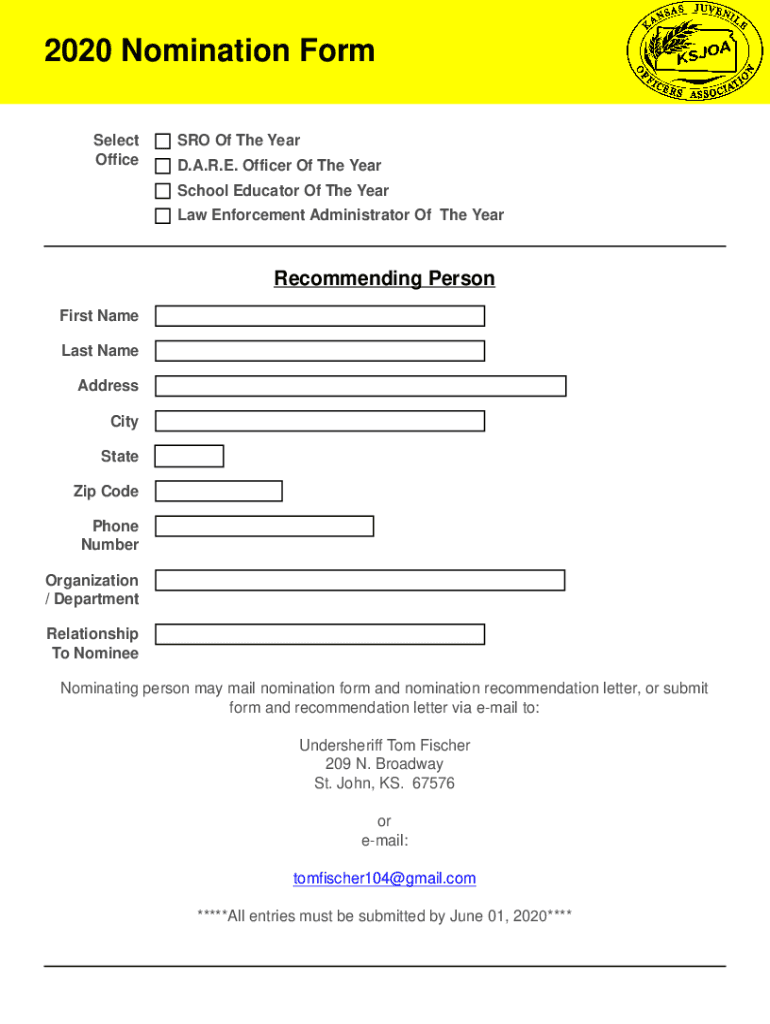 Fillable Online Sample letter to endorse or nominate a candidate for an ...