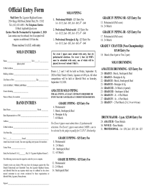 Fillable Online 2020 LHG Pipe and Band form Fax Email Print - pdfFiller