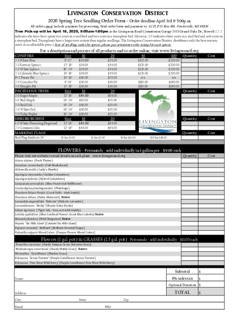 Fillable Online Spring Tree Order Form 2020.xlsx Fax Email Print ...
