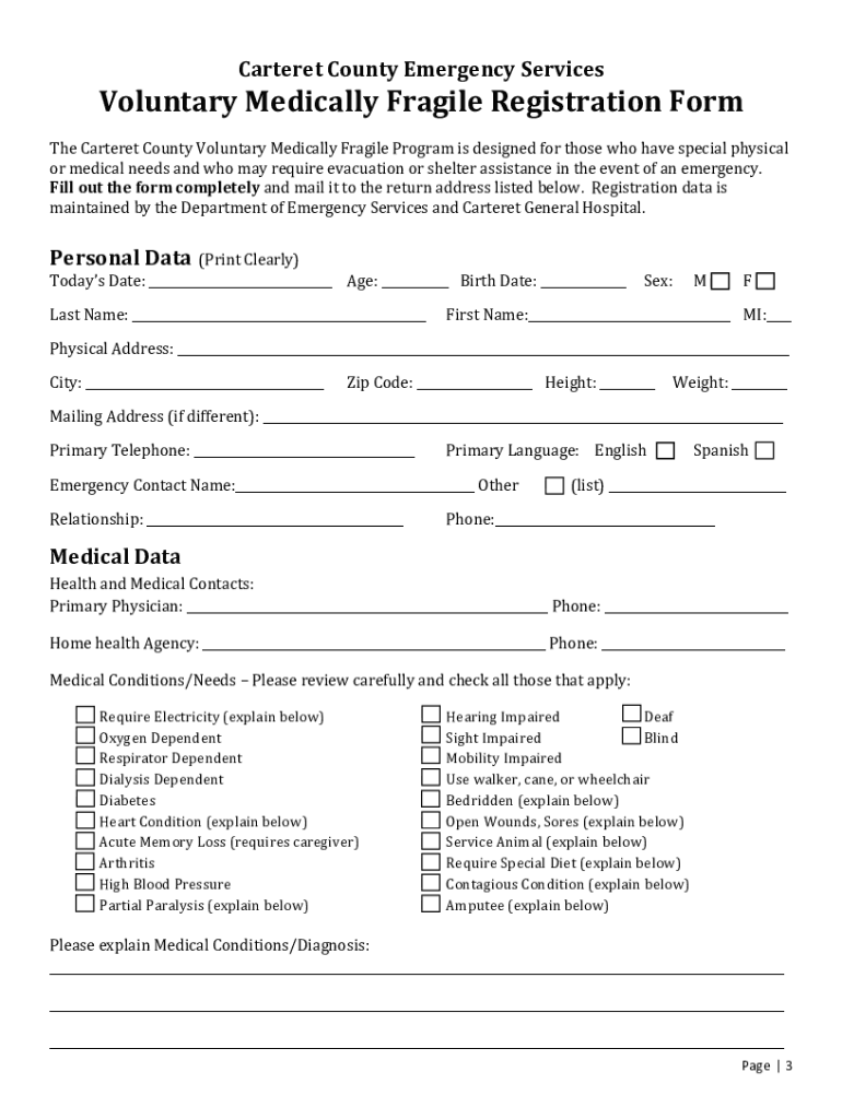 Fillable Online Medically Fragile Registration Form - newportpolice-nc ...