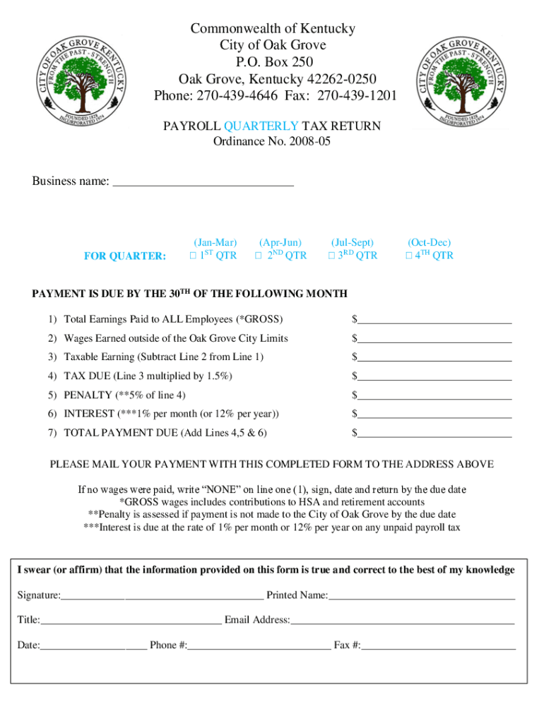 Fillable Online PDF Download Quarterly Payroll Tax Return Form here ...