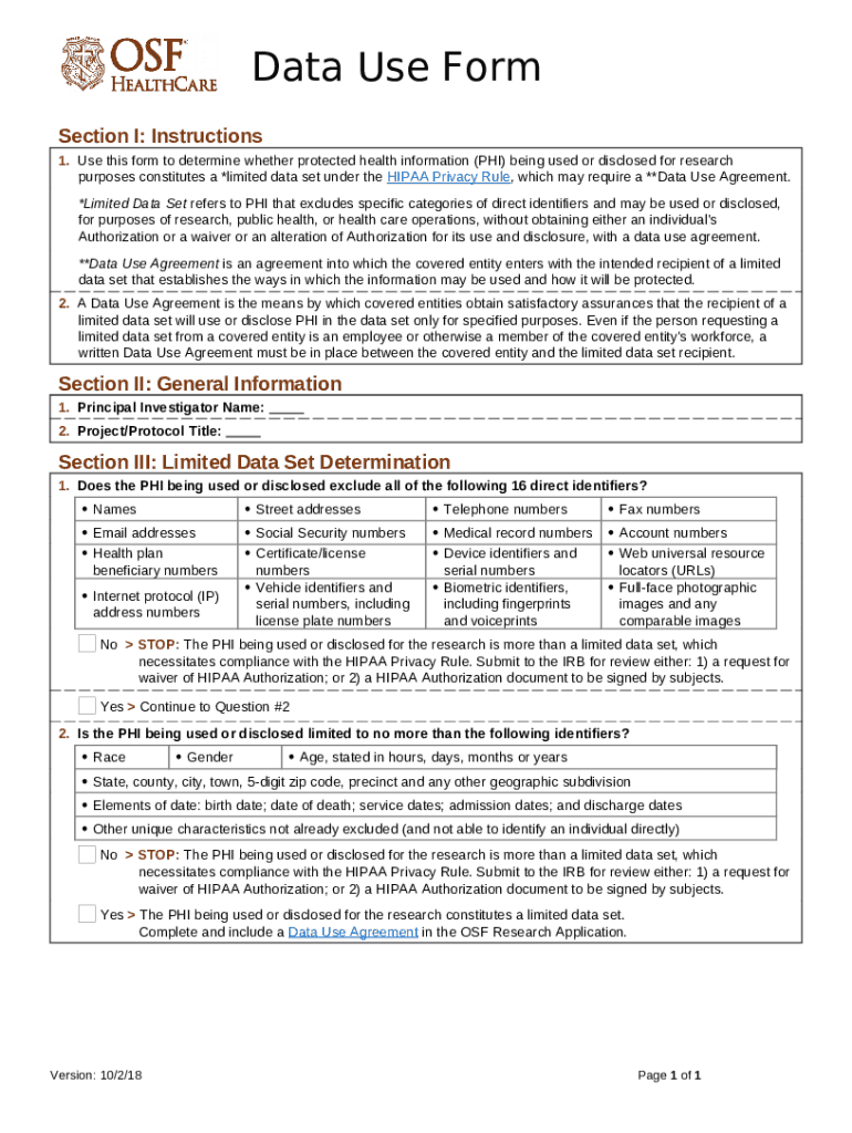 Use this to determine whether protected health ination (PHI) being used ...