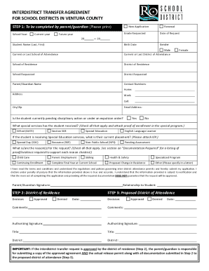 Fillable Online INTERDISTRICT TRANSFER AGREEMENT FOR SCHOOL DISTRICTS IN ... Fax Email Print ...
