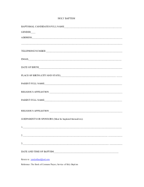 Fillable Online Holy Baptism Registration Form (Adult) Fax Email Print ...