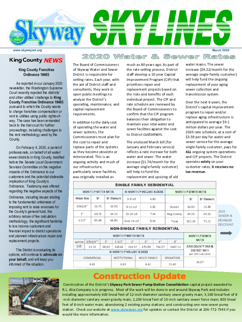 Fillable Online Skyway Water & Sewer District Welcome to Skyway Water ...