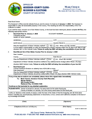 Fillable Online Boat Ownership and Location Change Form. Boat Ownership ...