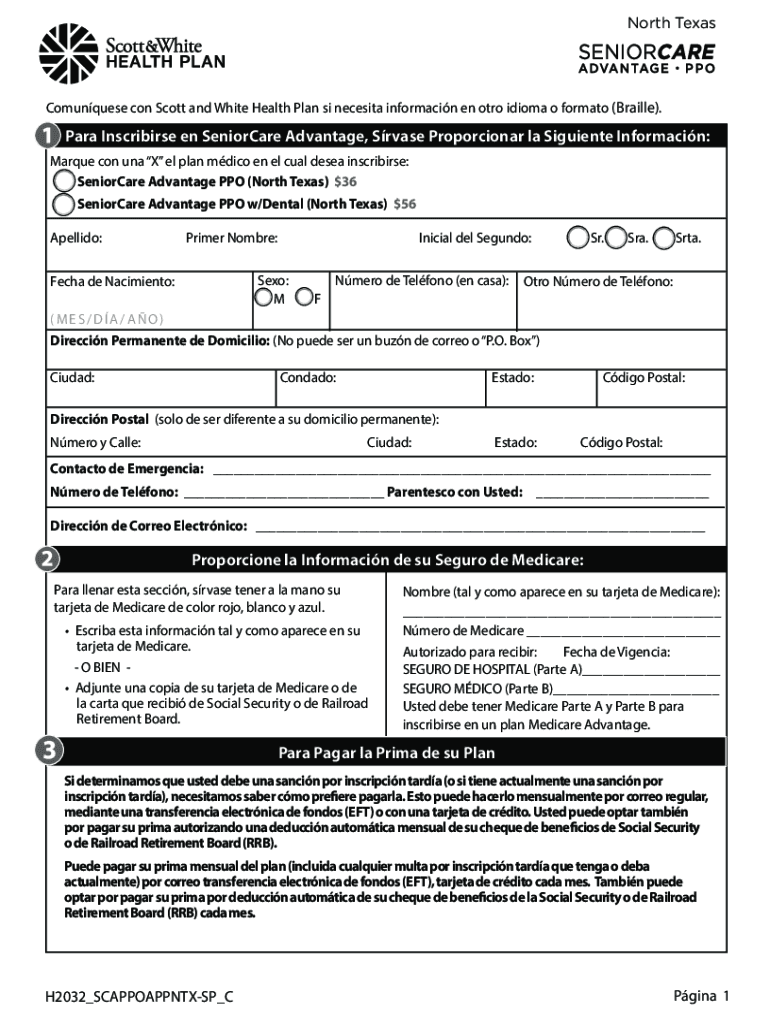 Fillable Online plan SeniorCare Advantage PPO, ofrecido por el Plan de ...