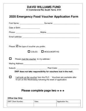 Fillable Online 2020 Emergency Food Voucher Application Form Fax Email ...