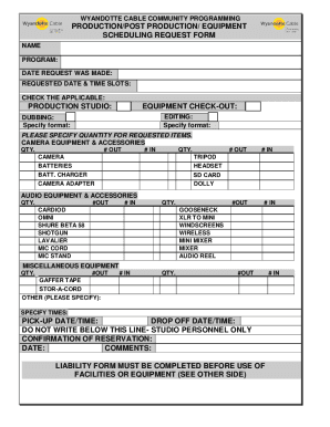 Fillable Online Cable Scheduling Request Form Fax Email Print - pdfFiller