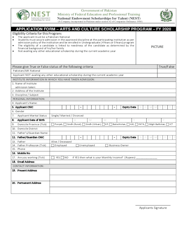 Fillable Online APPLICATION FORM - Pakistan Institute of Fashion and ...