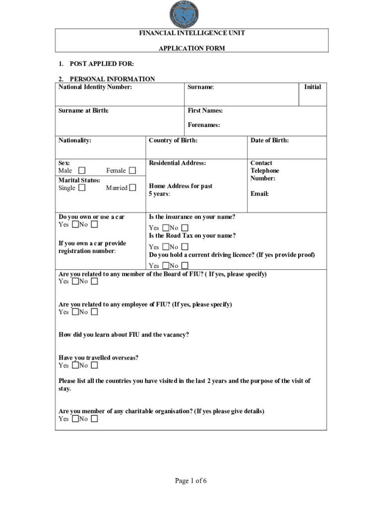 Fillable Online FIU Application form-Final Fax Email Print - pdfFiller