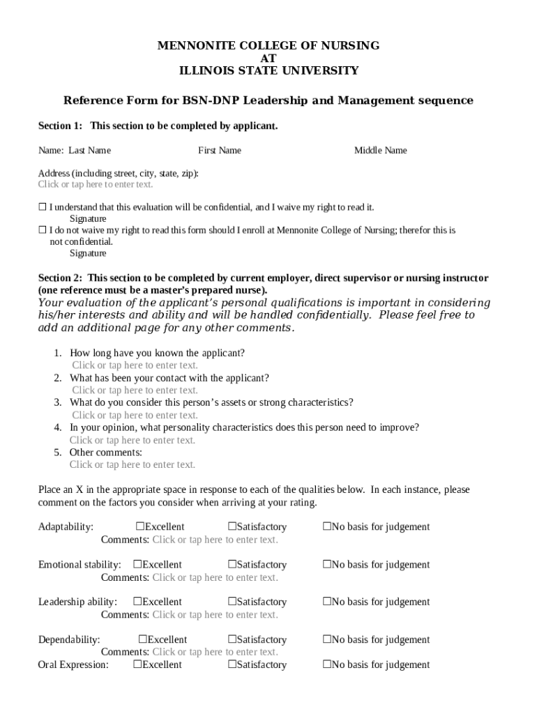 Reference for BSN-DNP Leadership and Management sequence Doc Template ...