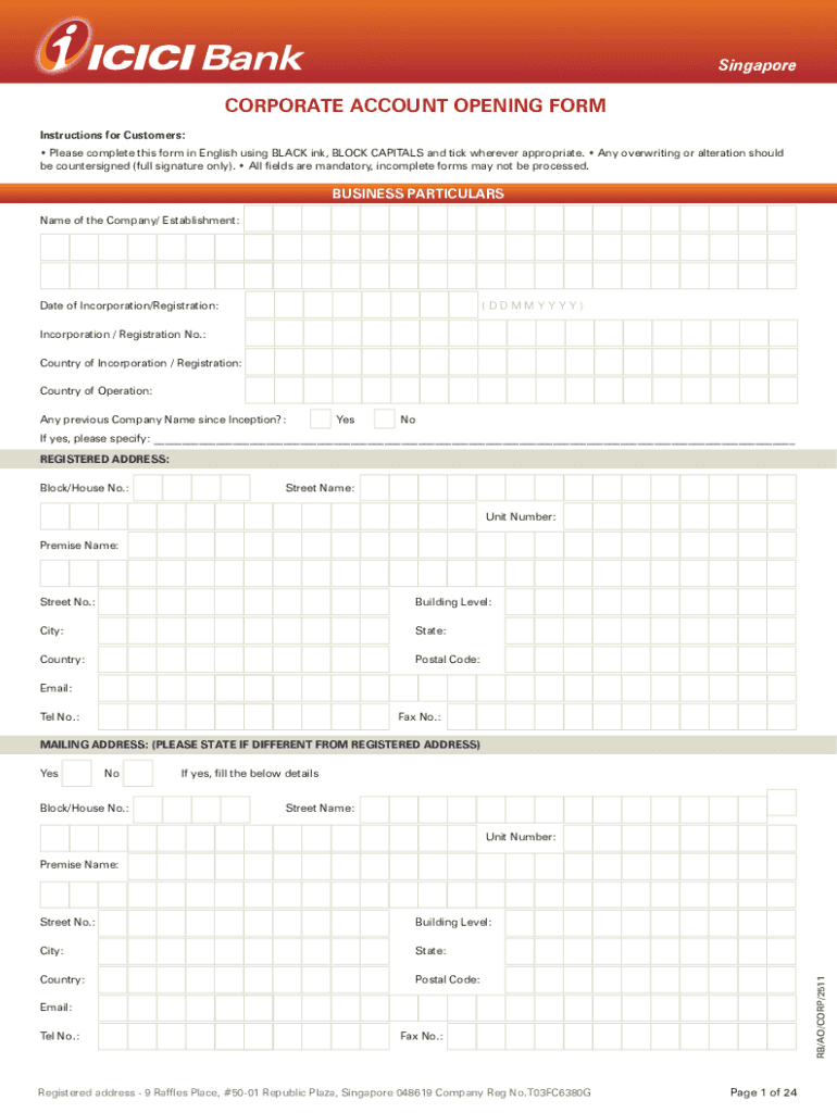 Fillable Online CORPORATE ACCOUNT OPENING FORM BUSINESS PROFILE ...