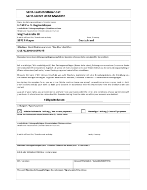 Fillable Online SEPA-Lastschriftmandat SEPA Direct Debit Mandate ...