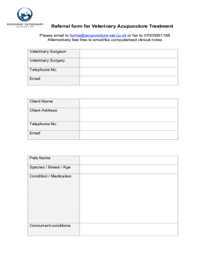 Fillable Online Veterinary Acupuncture Referral Form - College Road ...