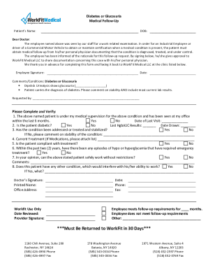 Fillable Online Diabetes or Glucosuria Medical Follow-Up Form Fax Email ...